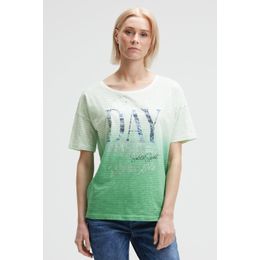 Rundhalsshirt SOCCX, Damen, Gr. L, ivory, milky gr&uuml;n, Single Jersey, Material: 100% Baumwolle, regular fit normal, Rundhals, eingesetzt gerader Abschluss, Shirts Rundhalsshirt, mit Farbverlauf