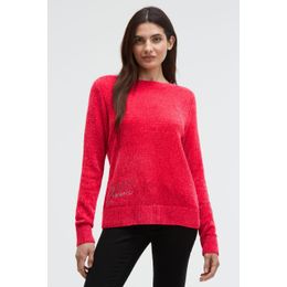 SOCCX Damen Rundhalspulloverlovely rot, Gr. XXXL, Glitzermuster, bedruckt, Material: 100% Polyester, Pullover, mit U-Boot-Ausschnitt