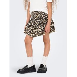 KIDS Only Mädchen Sommerrock "KOGGLOW LIFE TAPED EDGE SKORT AOP WVN", schwarz, Gr. 146, animal-print, bedruckt, Jersey, Obermaterial: 100% Viskose,