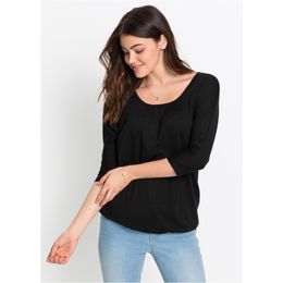 bonprix Damen Oversize-Shirt "Oversize-Shirt aus Viskose-Mix", schwarz, Gr. 40, Obermaterial: 64% Polyester, 32% Viskose, 4% Elasthan, Shirts,