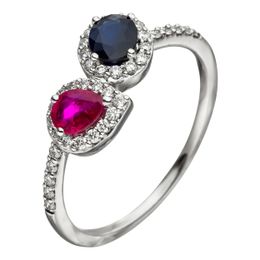 Jobo Damen Diamantring "Ring Wei&szlig;goldring", 54, SI = kleine Einschl&uuml;sse, Diamanten Wei&szlig;gold 585wei&szlig;gold 585, Diamanten, Wei&szlig;gold 585, Fingerringe,