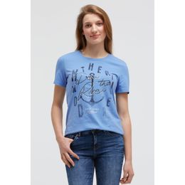 SOCCX Damen Rundhalsshirt, blau, Gr. M, bedruckt, Single Jersey, Material: 95% Baumwolle, 5% Elasthan, Shirts, mit Baumwolle