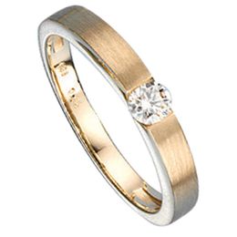 Jobo Damen Diamantring "Goldring", 52, Diamanten Gelbgold 585gelbgold 585, Diamanten, Gelbgold 585, Fingerringe, 585 Gold matt mit Diamant 0,25 ct.
