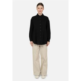 FRESHLIONS Damen Langarmhemd "Honari", schwarz, Gr. S, unifarben, 100% Baumwolle, Hemden, im klassischen Design