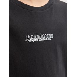 Jack & Jones Kinder Langarmshirt "JORBLEECKER MINIMAL TEE LS CREW NE JNR"schwarz, Gr. 140, JACK & JONES JUNIOR, bedruckt, Single Jersey, Obermaterial: 100%