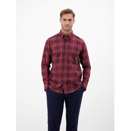 Karohemd Lerros, Herren, Gr. XL, N-Gr, maple rot, Web, Obermaterial: 100% Baumwolle, kariert, regular fit normal, Manschette, Hemden Karohemd, mit Logo Stickerei