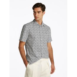 Tommy Hilfiger Herren Kurzarmhemd "FLEX POPLIN PALM SS Slim Fit SHIRT"ivory silk allover, Gr. XXL, Web, Obermaterial: 100% Baumwolle, Hemden