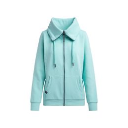 SOCCX Damen Sweatjacke, blau, Gr. S, unifarben, Material: 50% Baumwolle, 50% Polyester, Sweatjacken, mit weicher Innenseite