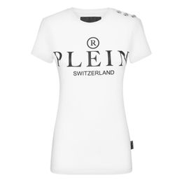 Philipp Plein Damen T-Shirt "Iconic Plein"01, wei&szlig;, Gr. M, Obermaterial: 100% Baumwolle, Shirts