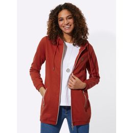 Casual Looks Damen Shirtjacke "Sweatjacke", rot, Gr. 52, unifarben, 100% Baumwolle, Shirts