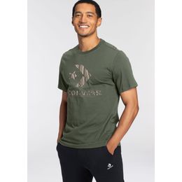 T-Shirt Converse "STANDARD FIT CENTER FRONT LARGE LOGO STAR CHEV SS TEE", Damen, Gr. L, Converse utility, Single Jersey, Obermaterial: 100% Baumwolle, Rundhals, Shirts T-Shirt