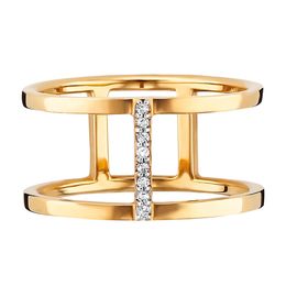CAI CA&Iuml; Damen Fingerring "925/- Sterling Silber vergoldet Topas wei&szlig;", 058 (18,5), 0,04, Silber 925 (Sterlingsilber), gelb, Silber 925 (Sterlingsilber),