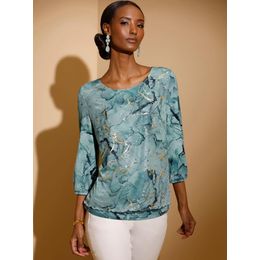 CR&Eacute;ATION L CREATION L Damen 3/4-Arm-Shirt "Mesh-Shirt", gr&uuml;n, Gr. 52, gemustert, 95% Viskose, 5% Elasthan, Netzware:4% Elasthan, 96% Polyester, Shirts