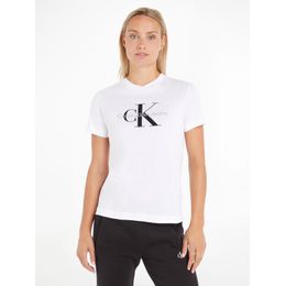 Damen Rundhalsshirt "CORE MONOGRAM REGULAR TEE", wei&szlig;, Basic, Gr. XXL, Calvin Klein Jeans, bedruckt, unifarben, Single Jersey, Obermaterial: 100%