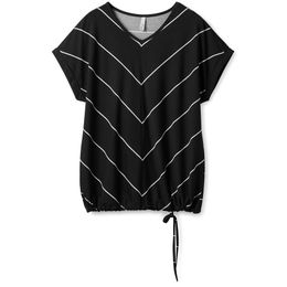 sheego Damen Kurzarmshirt "T-Shirt", schwarz-wei&szlig;, Gr. 44, gemustert, mehrfarbig, 95% Viskose, 5% Elasthan, Shirts