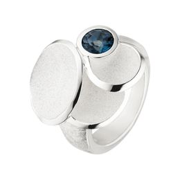 Silberring Jobo "Ring Damenring eismatt" Gr. 56, silber 925, Fingerringe, Damen, 56, Silber 925 (Sterlingsilber), Silberring, 925 Silber mit Blautopas