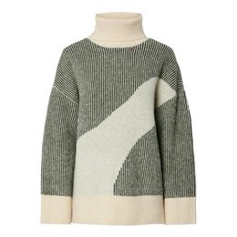 Pieces Damen Rollkragenpullover "PCLINNA ROLL NECK LOOSE KNIT PWP BC"schwarzest spruce pattern:birch, Gr. S, gemustert, Strick, Obermaterial: 79%