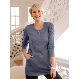 Classic Basics Damen Langarmshirt "Winter-Shirt", blau, Gr. 40, meliert, 95% Polyester, 5% Elasthan, Shirts