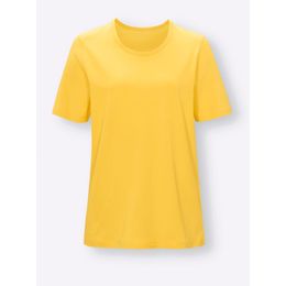 Damen Pyjamaoberteil "Schlafanzug-Shirt", Gr. 48, gelb, 100% Baumwolle, unifarben, Shirts