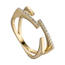 Jobo Damen Diamantring "Ring Goldring Statement", 58, SI = kleine Einschl&uuml;sse, Diamanten Gelbgold 585gelbgold 585, Diamanten, Gelbgold 585,