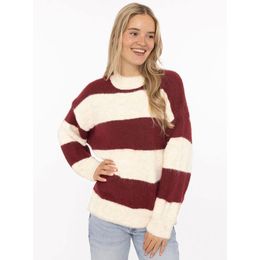 Zwillingsherz Damen Strickpullover ""Blockstreifen""bordeaux, Gr. L, Strick, Obermaterial: 77% Polyester, 11% Nylon, 8% Wolle, 4% Elasthan, Pullover,