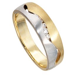 Jobo Damen Diamantring "Ring", 60, SI = kleine Einschl&uuml;sse, Diamanten Gelbgold 585 Wei&szlig;gold 585gelbgold 585, Diamanten, Gelbgold 585, Wei&szlig;gold 585,