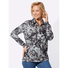 Classic Basics Damen Poloshirt "Poloshirt", grau, Gr. 44, gebl&uuml;mt, gemustert, mehrfarbig, 95% Polyester, 5% Elasthan, Shirts