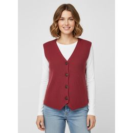 Strickweste soyaconcept "SC-KANITA 27", Damen, Gr. M, rot melange, Rippstrick, Obermaterial: 50% Viskose, 27% Polyester, 23% Nylon, unifarben, normal, V-Ausschnitt, Westen Strickweste