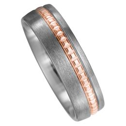 Jobo Herren Partnerring "Ring Titanring Herrenring", 62, Ros&eacute;gold 750 Titantitanfarben, Ros&eacute;gold 750, Titan, Fingerringe, Titan matt und 750 Ros&eacute;gold