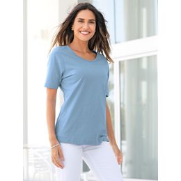 Classic Basics Damen Kurzarmshirt "Shirt", blau, Gr. 40, unifarben, 100% Baumwolle, Shirts
