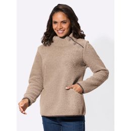 Casual Looks Damen Fleeceshirt "Fleece-Shirt", beige, Gr. 40, unifarben, 100% Polyester, Shirts