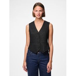 Pieces Damen Anzugweste "PCBOSELLA GLITTER VEST NOOS", schwarz, Gr. XS, gl&auml;nzend, Web, Obermaterial: 71% Polyester, 25% Viskose, 3% metallisierte