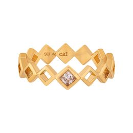 CAI CA&Iuml; Damen Fingerring "925 Silber vergoldet Rauten mit Zirkonia", 060 (19,1), Silber 925 (Sterlingsilber), gelb, Silber 925 (Sterlingsilber),