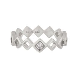 CAI CA&Iuml; Damen Fingerring "925 Silber rhodiniert Rauten mit Zirkonia", 058 (18,5), Silber 925 (Sterlingsilber), wei&szlig;, Silber 925 (Sterlingsilber),