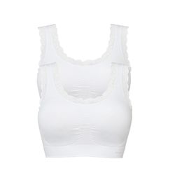 bonprix Damen Bustier "Feel Comfort Seamless Bustier (2er Pack)", Gr. XL, weiß, Obermaterial: 92% Polyamid, 8% Elasthan. Spitze: 87% Polyamid, 13%