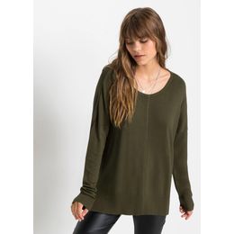 bonprix Damen Strickpullover, gr&uuml;n, Gr. 56, Obermaterial: 80% Viskose, 20% Polyamid, Pullover, Oversized Strickpullover aus Viskose-Mix