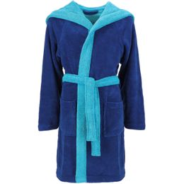 Kinderbademantel Vossen, L:64cm, blau, Baumwoll-Mix, Hausm&auml;ntel, "Bixie, ideal f&uuml;r Sauna & Spa, Hotelbademantel, Morgenmantel", Doubleface-Look