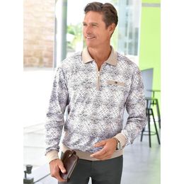 Marco Donati Herren Poloshirt "Langarm-Poloshirt", wei&szlig;, Gr. 56, gemustert, mehrfarbig, 100% Baumwolle, Kragen und &Auml;rmelabschluss:95% Baumwolle, 5%