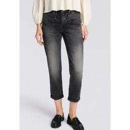 Herrlicher Damen Boyfriend-Jeans "Shyra Tap Denim Black Light", grau, Gr. 32, Denim/Jeans, Obermaterial: 98% Baumwolle, 2% Elasthan, Jeans, mit halb