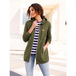 Casual Looks Damen Shirtjacke "Sweatjacke", gr&uuml;n, Gr. 38, unifarben, 100% Baumwolle, Shirts