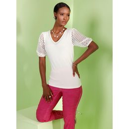 CR&Eacute;ATION L CREATION L Damen Kurzarmshirt "Shirt", beige, Gr. 40, unifarben, 95% Viskose, 5% Elasthan, Shirts