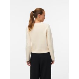 V&eacute;ro Moda VERO MODA Damen Strickjacke "VMGOLD LS V-NECK CONTRAST CARDIGAN", beige, Gr. S, unifarben, Strick, Obermaterial: 50% Viskose, 28% Polyester, 22%
