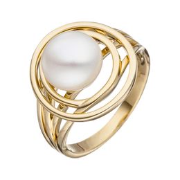 Jobo Damen Perlenring "Ring Goldring", 58, Gelbgold 585 Perlengelbgold 585, Gelbgold 585, Perlen, Fingerringe, 585 Gold mit einer Perle