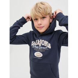 Jack & Jones Kinder Kapuzensweatshirt "JJARI BRANDING SWEAT HOOD JNR"sky captain, Gr. 128, JACK & JONES JUNIOR, bedruckt, angeraute Sweatware, Obermaterial: 60%