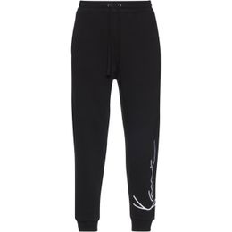 Karl Kani Herren Stoffhose "Karl Kani Herren KKMQ12007 SIGNATURE RETRO SWEATPANTS BLK"schwarz, Gr. XXS, 80% Baumwolle, 20% Polyester, Hosen
