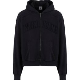 Sweatjacke Karl Kani "Karl Kani College Heavy Crop Zip Hoodie", Herren, Gr. XS, schwarz, 65% Baumwolle, 35% Polyester, Sweatjacken Sweatjacke