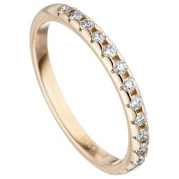 Jobo Damen Diamantring "Ring Goldring schmal", 56, SI = kleine Einschl&uuml;sse, Diamanten Gelbgold 585gelbgold 585, Diamanten, Gelbgold 585, Fingerringe,
