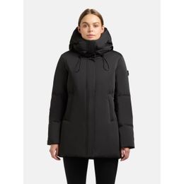 Kurzmantel Khujo "Allap", Damen, Gr. M (38), schwarz, Obermaterial: 55% Baumwolle, 45% Polyester; Innenfutter: 100% Nylon; Wattierung: 100% Polyester, Basic, figurbetont Po-bedeckend, hoch geschlossener Ausschnitt, &Auml;rmel ohne &Auml;rmelschlitz elastischer Bund, M&auml;ntel Kurzmantel, Warmer Damen Mantel mit innenliegenden Rucksack-Tr&auml;gern
