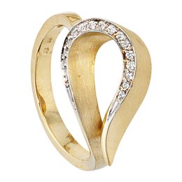 Jobo Damen Diamantring "Goldring", 58, SI = kleine Einschl&uuml;sse, Diamanten Gelbgold 585gelbgold 585, Diamanten, Gelbgold 585, Fingerringe, 585 Gold