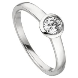 Jobo Damen Diamantring "Ring Wei&szlig;goldring Solit&auml;r", 54, SI = kleine Einschl&uuml;sse, Diamanten Wei&szlig;gold 585wei&szlig;gold 585, Diamanten, Wei&szlig;gold 585,